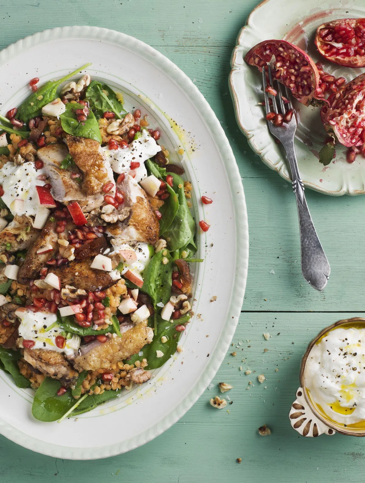 Recept: lunch salade met kip en granaatappel